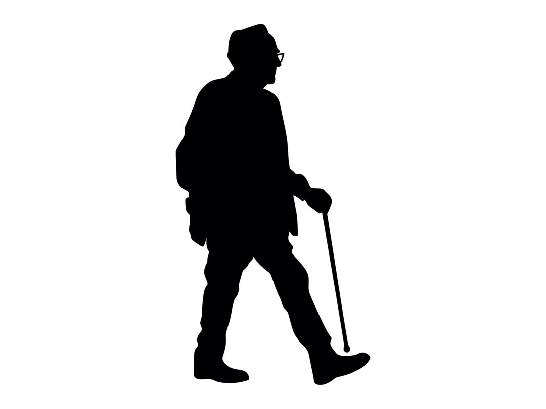 Old Man SVG - Eldery Person Walking Silhouette Clipart Cut File ...
