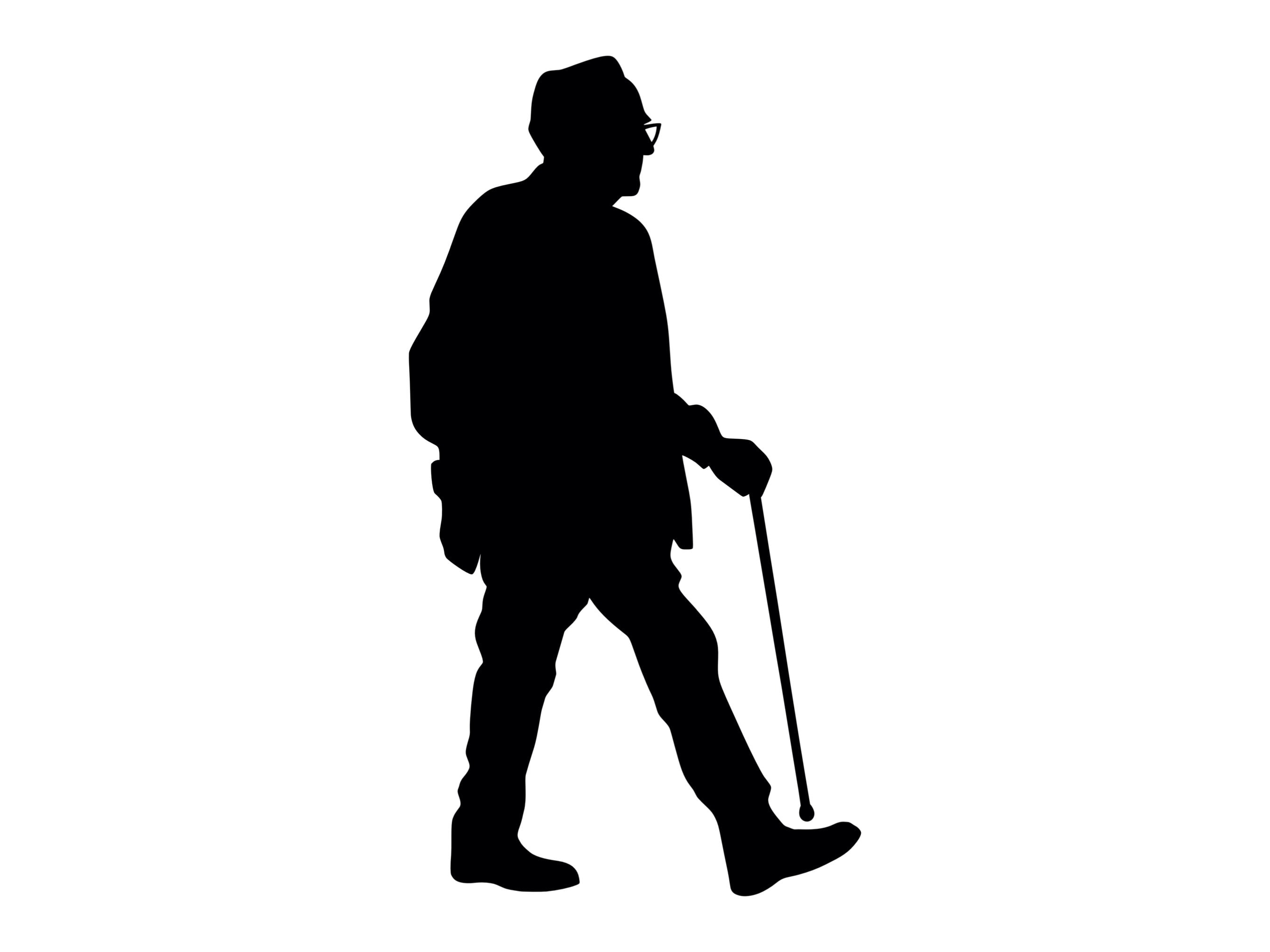 Old Man SVG - Eldery Person Walking Silhouette Clipart Cut File ...