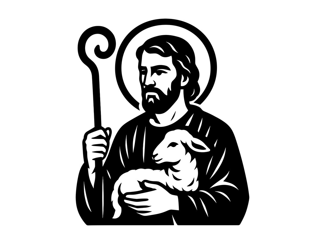 Good Shepherd SVG - Christian Art Jesus Holding Lamb Bible Verse Church ...