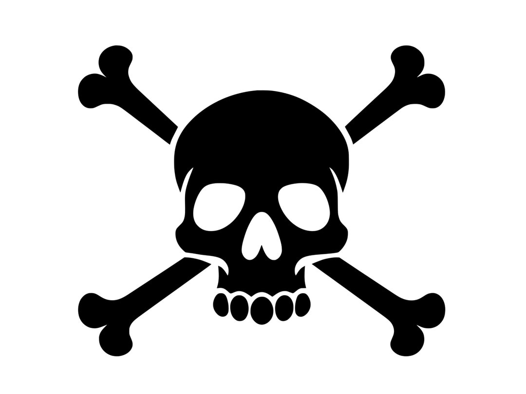Skull and Crossbones SVG - Jolly Roger Pirate Skull Silhouette Clipart ...