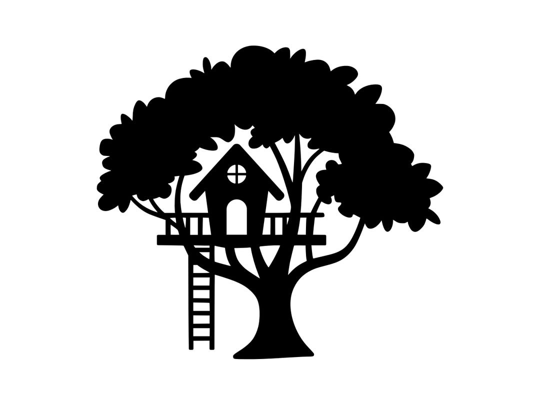 Treehouse SVG - Tree Fort Cubby Kids Playhouse Silhouette Clip Art Cut ...