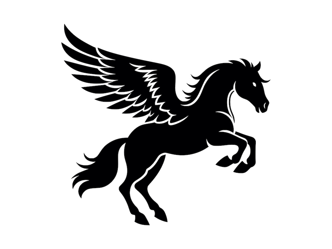 Mythical Winged Horse SVG - Pegasus Flying Horse Creature Silhouette ...