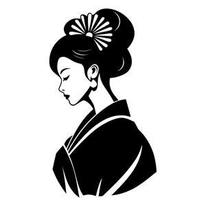 Traditional Asian Woman SVG - Chinese Japanese Woman Silhouette Clip ...