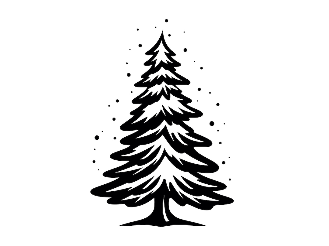 Snowy Pine Tree SVG Winter Christmas Tree Snow Fall Printable Clip Art ...