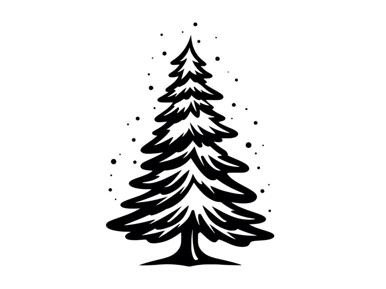 Snowy Pine Tree SVG - Winter Christmas Tree Snow Fall Printable Clip ...
