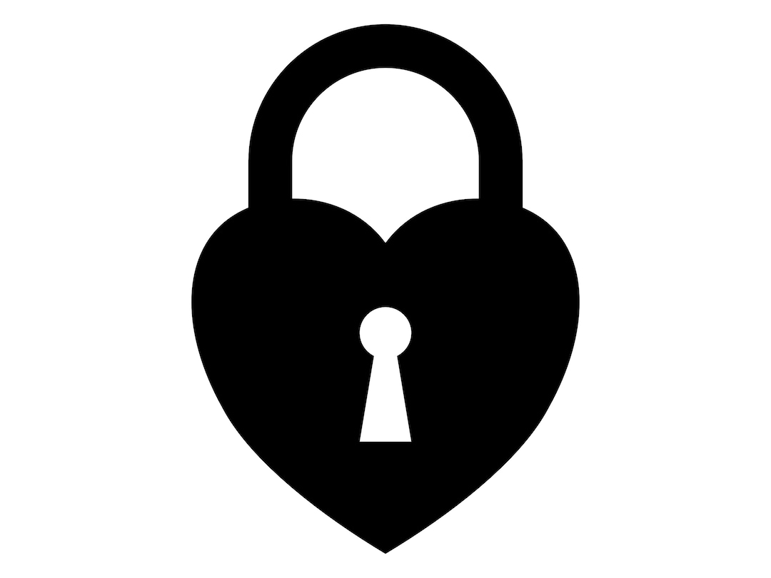 Heart Lock SVG, Locked Heart Silhouette, Valentines Clipart, Heart Lock ...