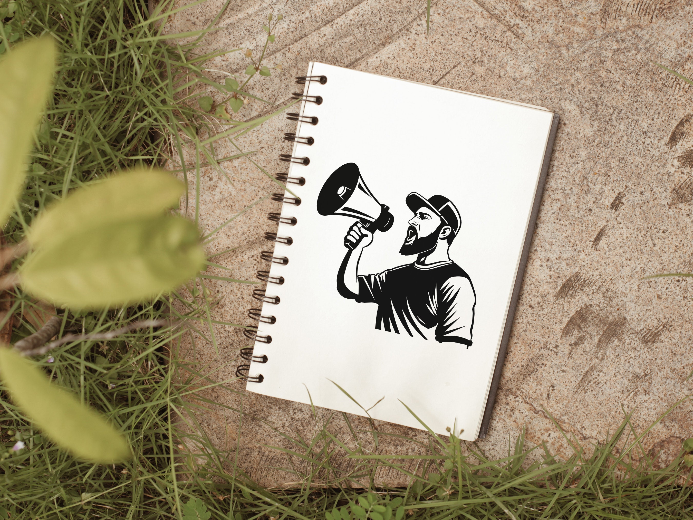 Megaphone Man SVG - Microphone Protest Speaker Silhouette Clip Art Cut ...