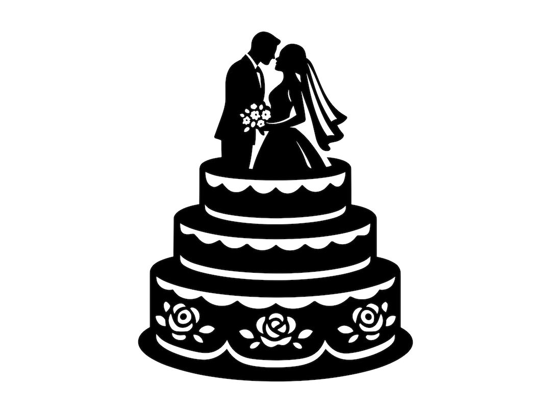 Wedding Cake SVG - Bride and Groom Wedding Cake Topper Marriage ...