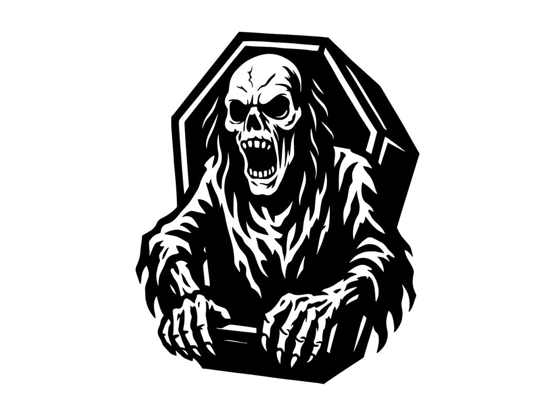 Creepy Skeleton SVG - Halloween Horror Graveyard Scary Undead Zombie ...