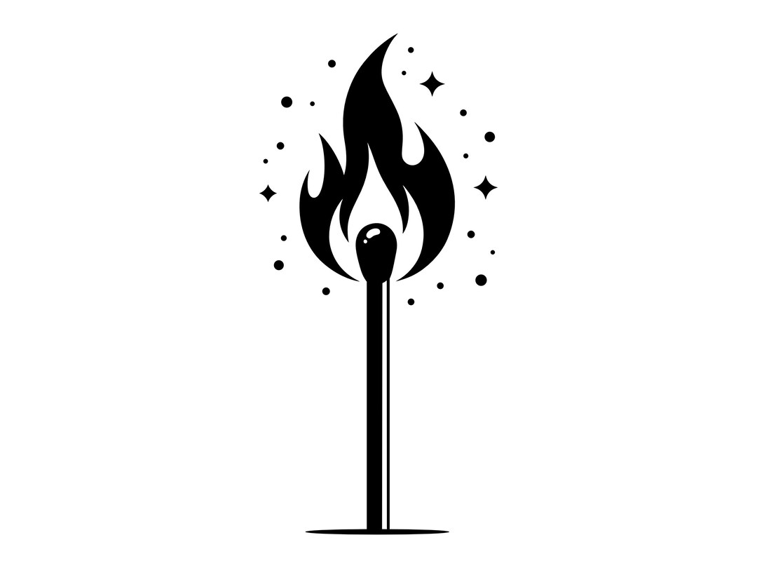 Matchstick Flame SVG - Burning Match Fire Campfire Lighter Printable ...