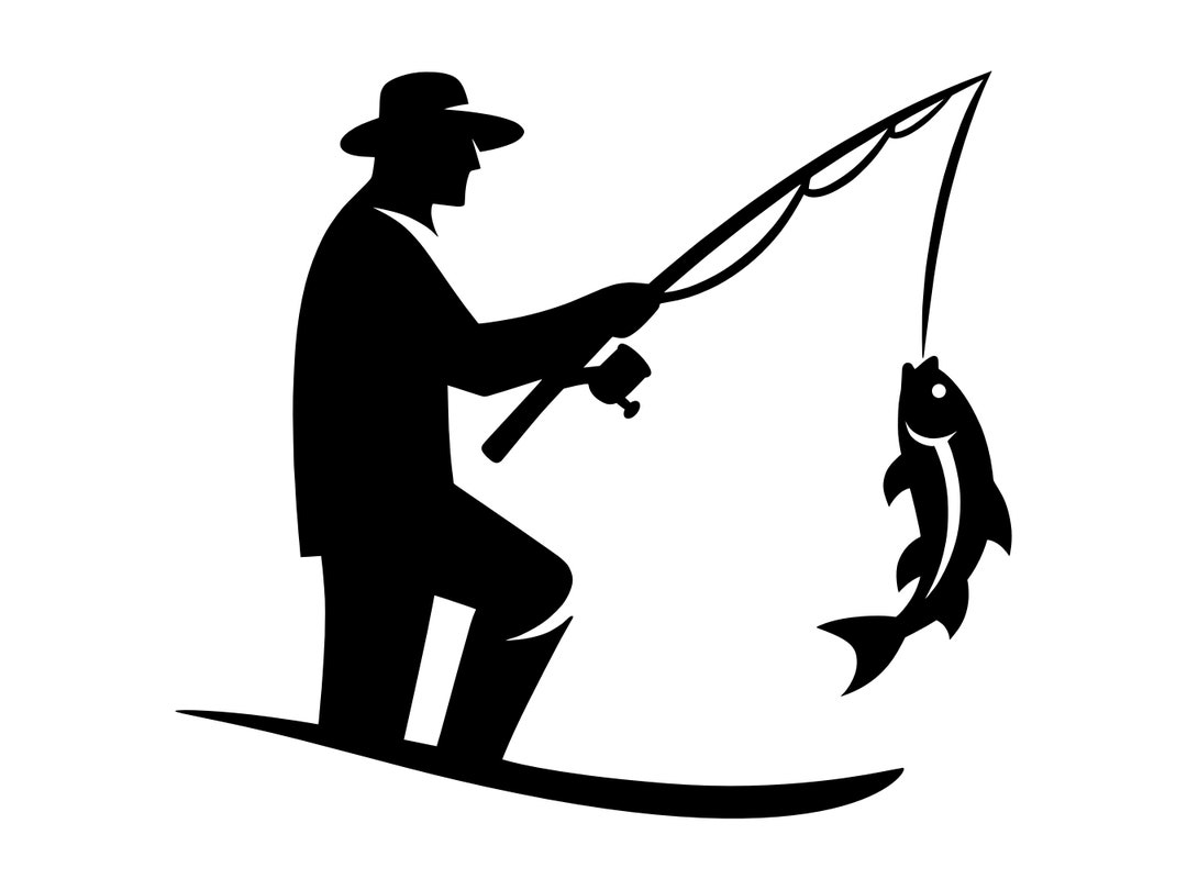 Fisherman SVG - Man With Fishing Rod Catching Fish Silhouette Clip Art ...