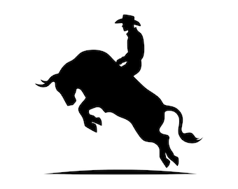Bull Rider Rider Silhouette PNG SVG - Etsy