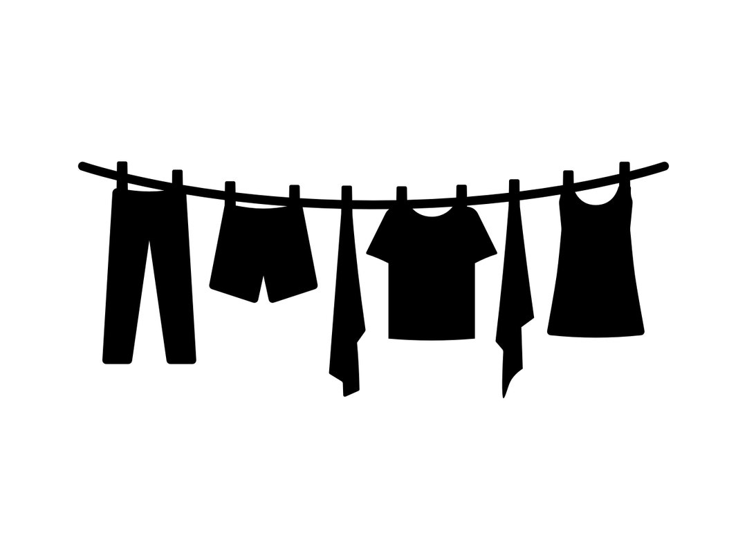 Clothesline SVG - Laundry Washing Line Drying Clothes Silhouette Clip ...