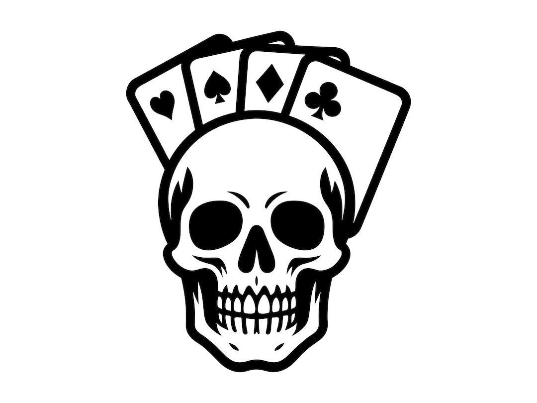 Skull Cards SVG - Poker Skull Gambling Tattoo Gothic Art Playing Cards ...