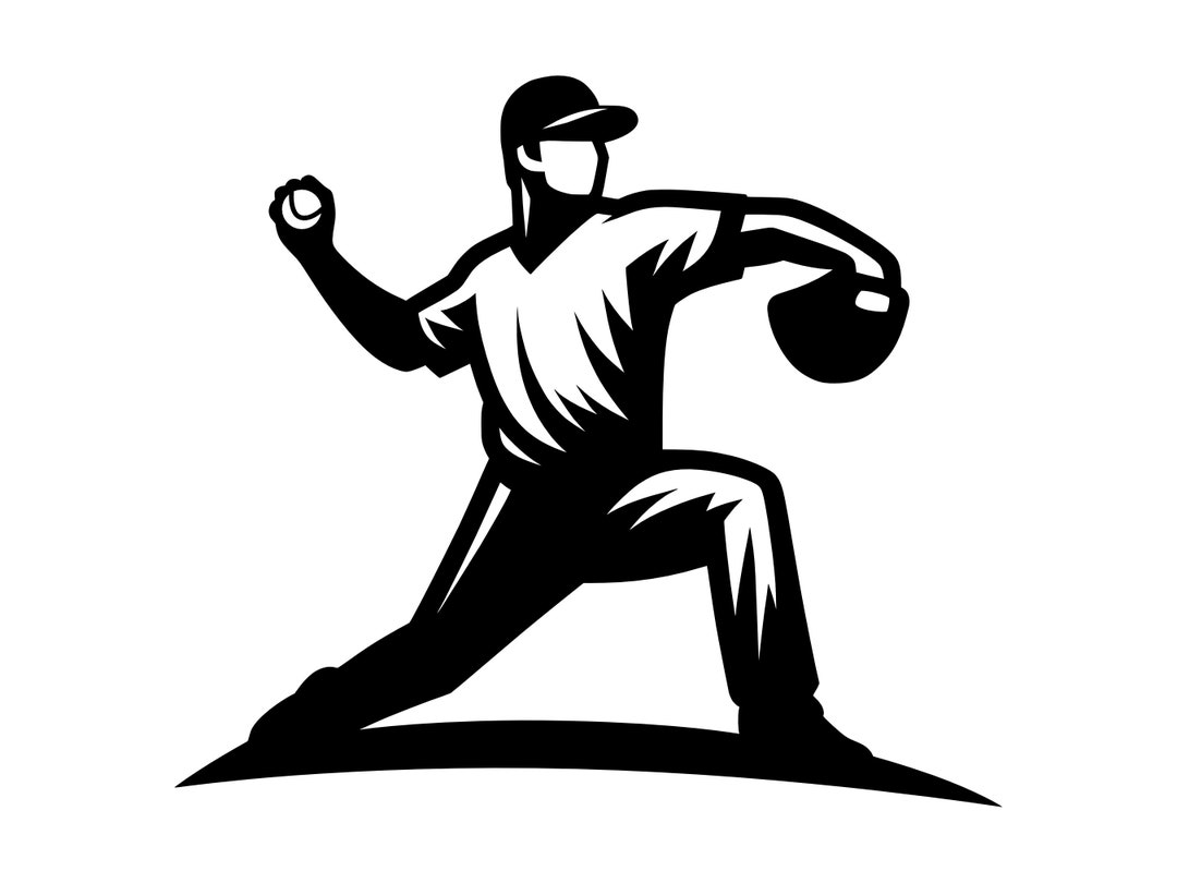 Baseball Pitcher SVG - Baseball Player Pitching Sport Silhouette Clip ...