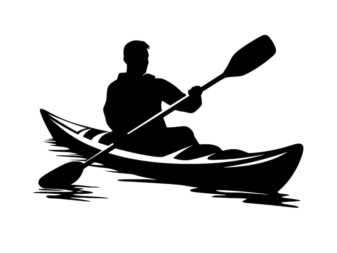Kayaker SVG - Man Kayaking Silhouette Clipart Cut File, Instant ...