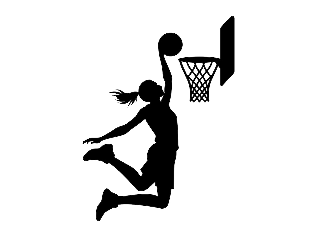 Basketball Slam Dunk SVG - Woman Basketball Player Sports Silhouette ...