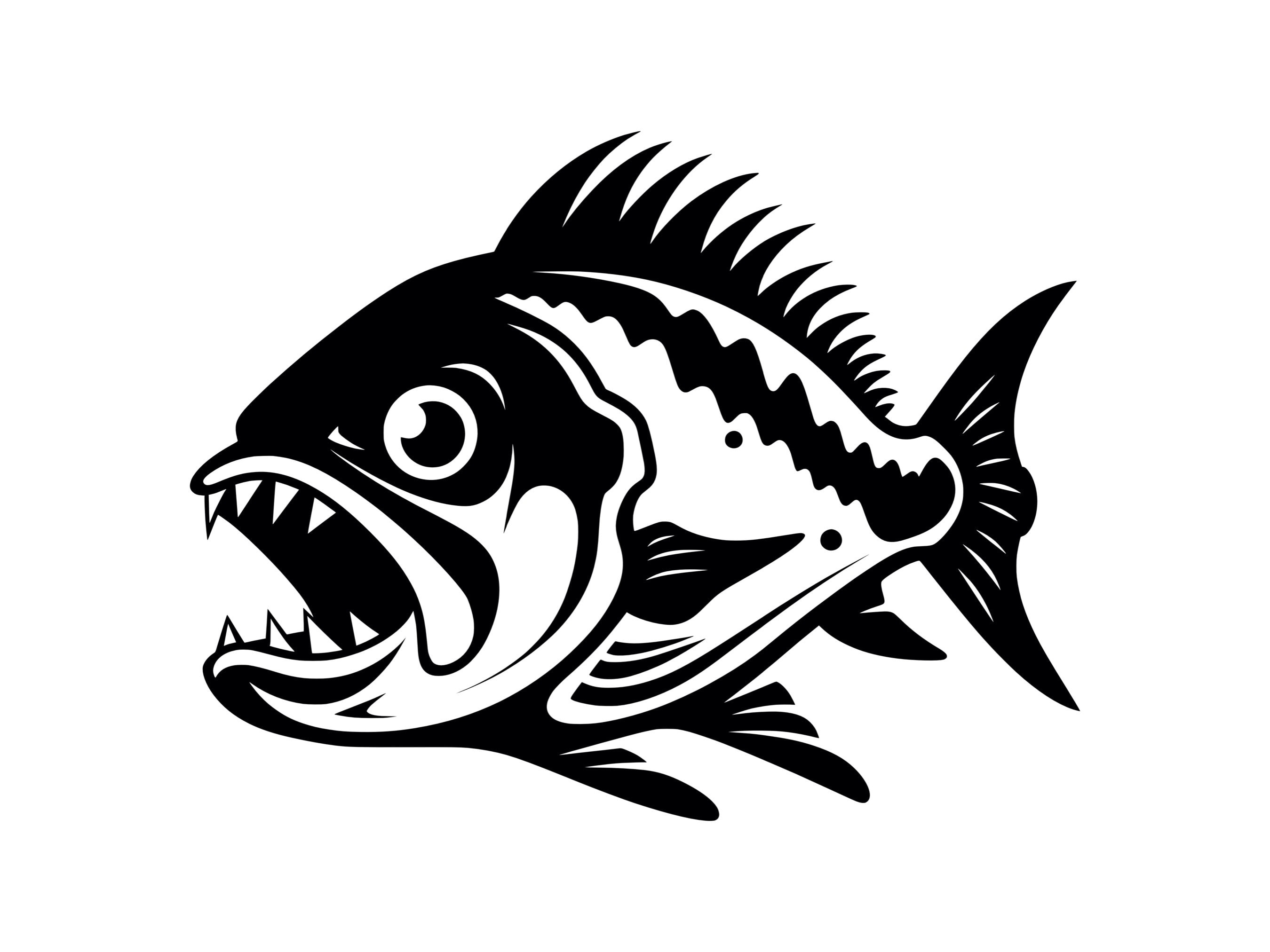 Piranha Fish SVG - Predatory River Fish Animal Printable Clip Art Cut ...