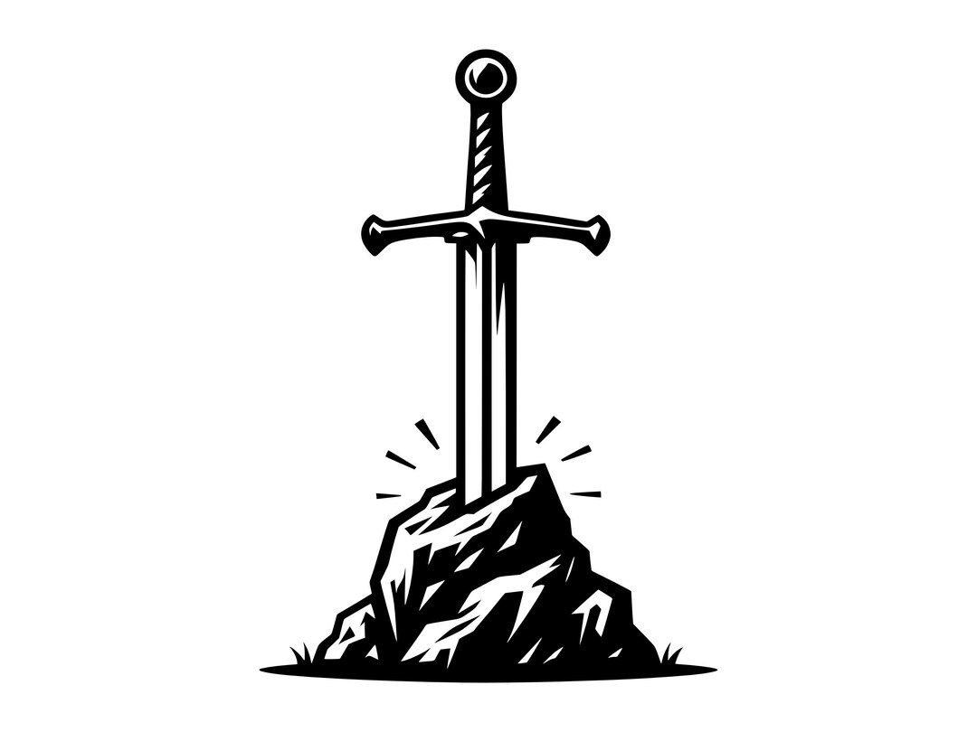 Sword SVG - Sword in Stone Medieval Fantasy Knight Weapon Printable ...
