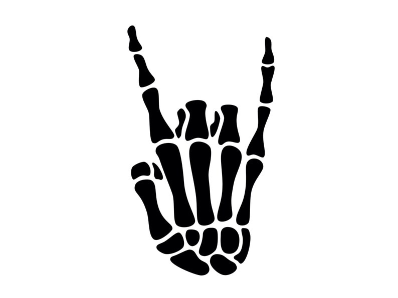 Skeleton Rock Music Hand Horns Sign SVG Printable Silhouette - Etsy
