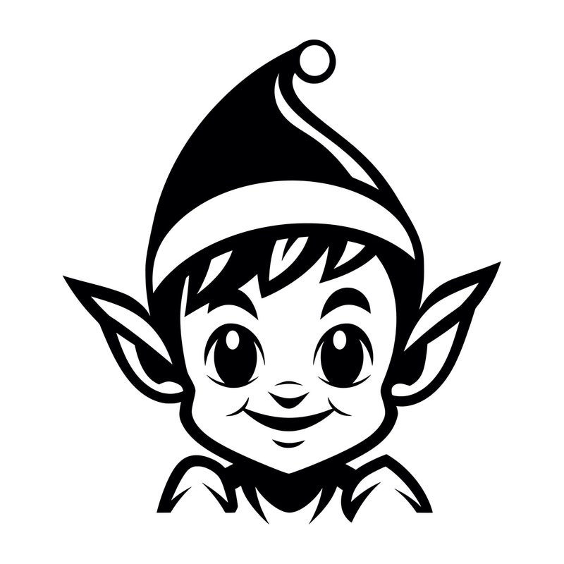Clipart Images of a Black and White Elf - Etsy