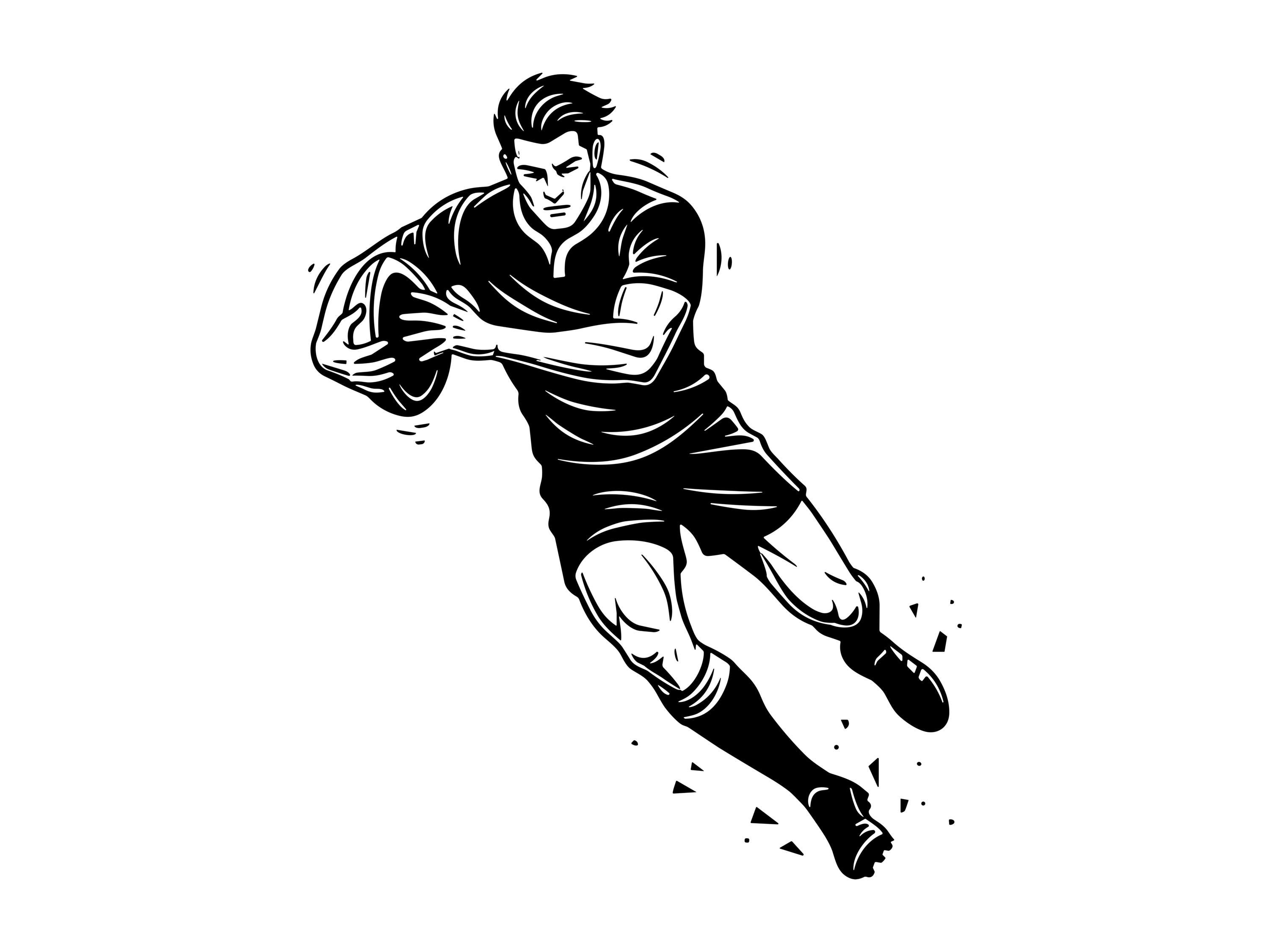 Rugby Player SVG - Sports Clipart Athlete Running Ball Game Printable ...