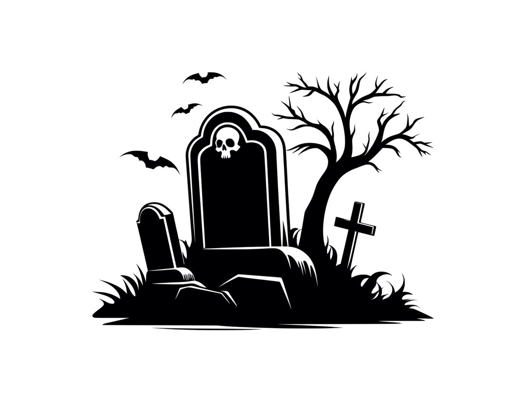 Tombstone SVG - Halloween Spooky Graveyard Cemetery Silhouette Clipart ...