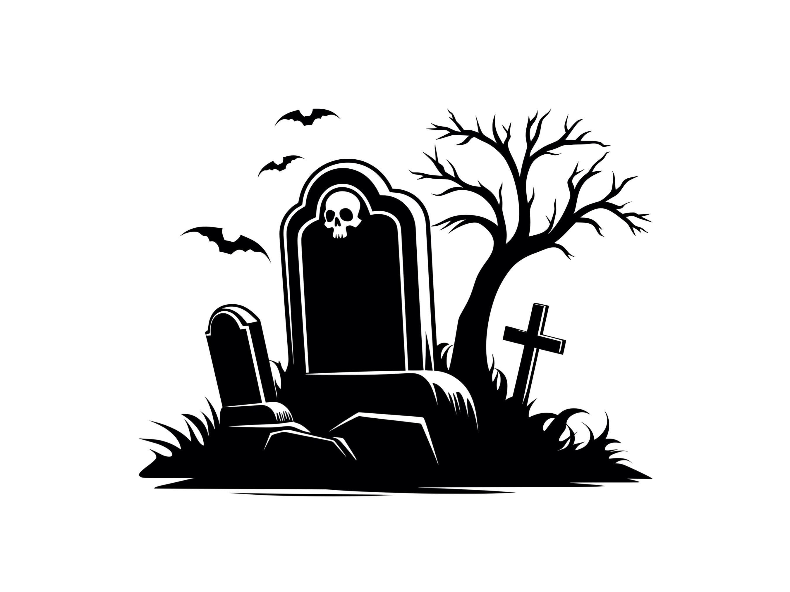 Tombstone SVG Halloween Spooky Graveyard Cemetery Silhouette - Etsy