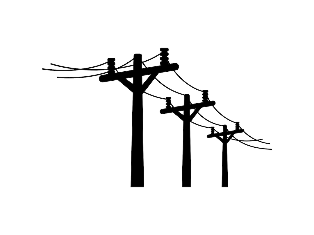 Power Lines SVG - Electricity Wires Utility Poles Energy Printable Clip ...