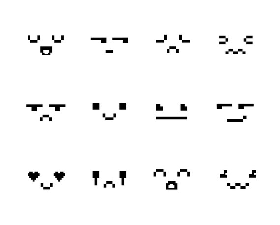 Pixel Faces Clip Art Cute Retro Expressions Cartoon Vector Art | Etsy