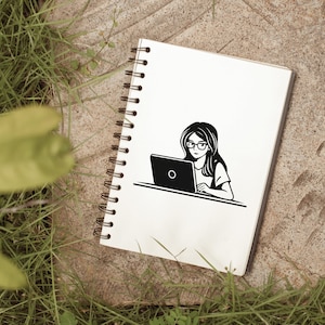 Computer Girl SVG - Laptop Study Girl Coder Programmer Printable Clip ...