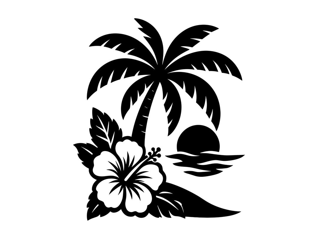 Tropical Sunset SVG - Beach Vacation Island Vibes Summer Paradise Palm ...