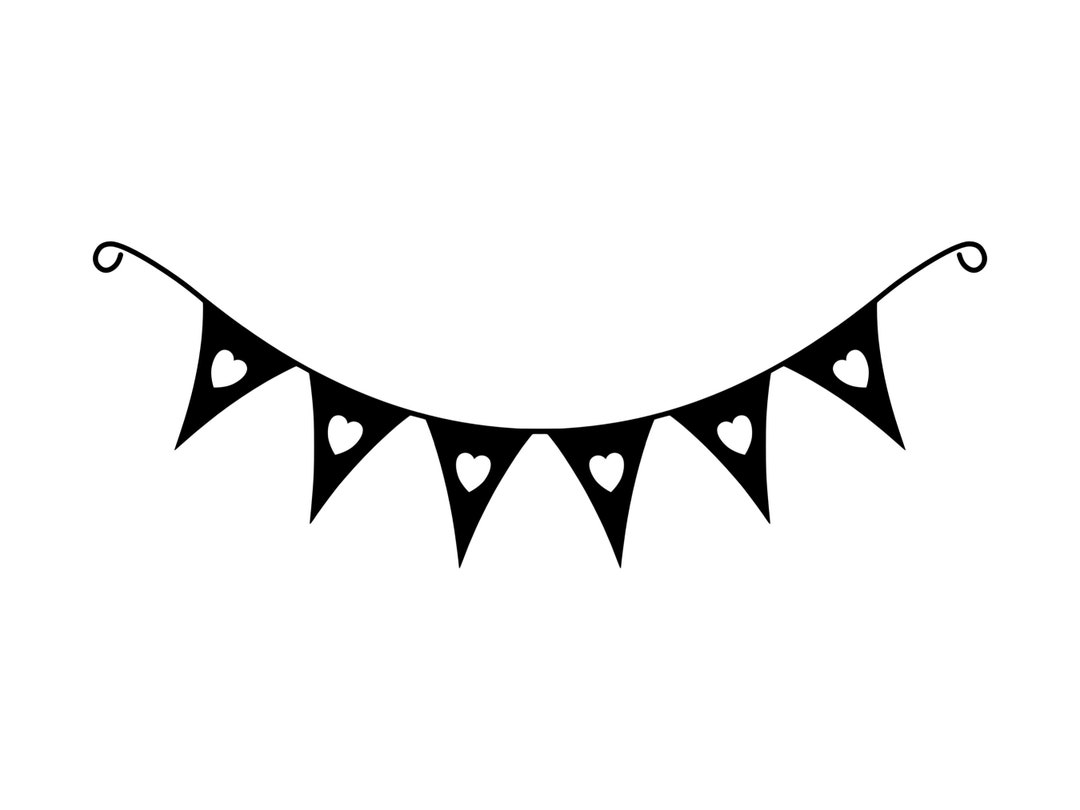 Hearts Banner SVG - Bunting Heart Banner Party Decoration Printable ...