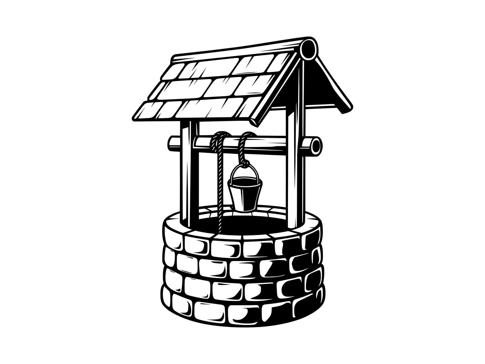Water Well SVG - Wishing Well Rustic Stone Well Bucket Well Printable ...
