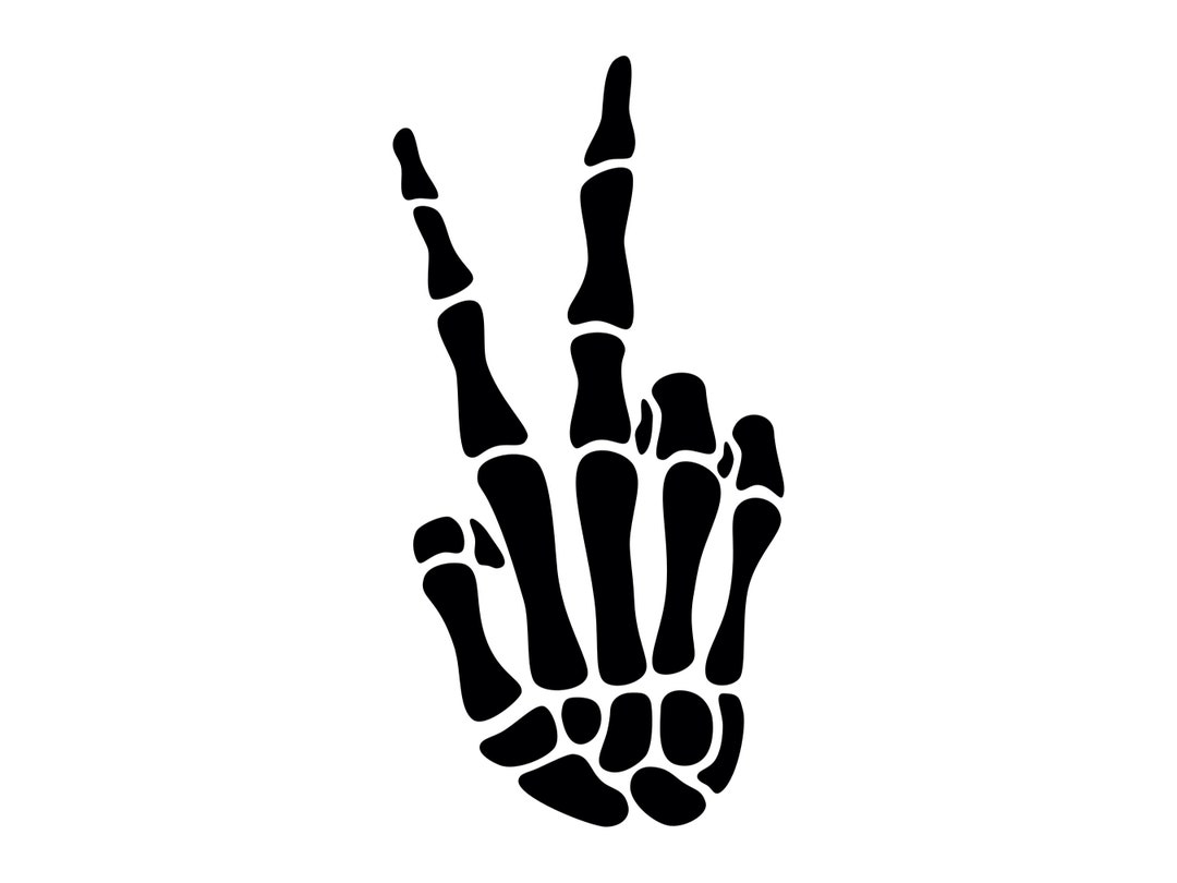 Skeleton Hand Peace Sign SVG - Printable Silhouette Clipart Cut File ...