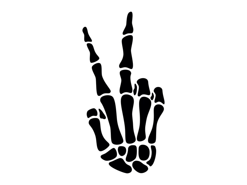 Skeleton Hand Peace Sign SVG Printable Silhouette Clipart - Etsy