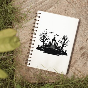 Graveyard SVG - Halloween Spooky Cemetery Burial Site Silhouette ...