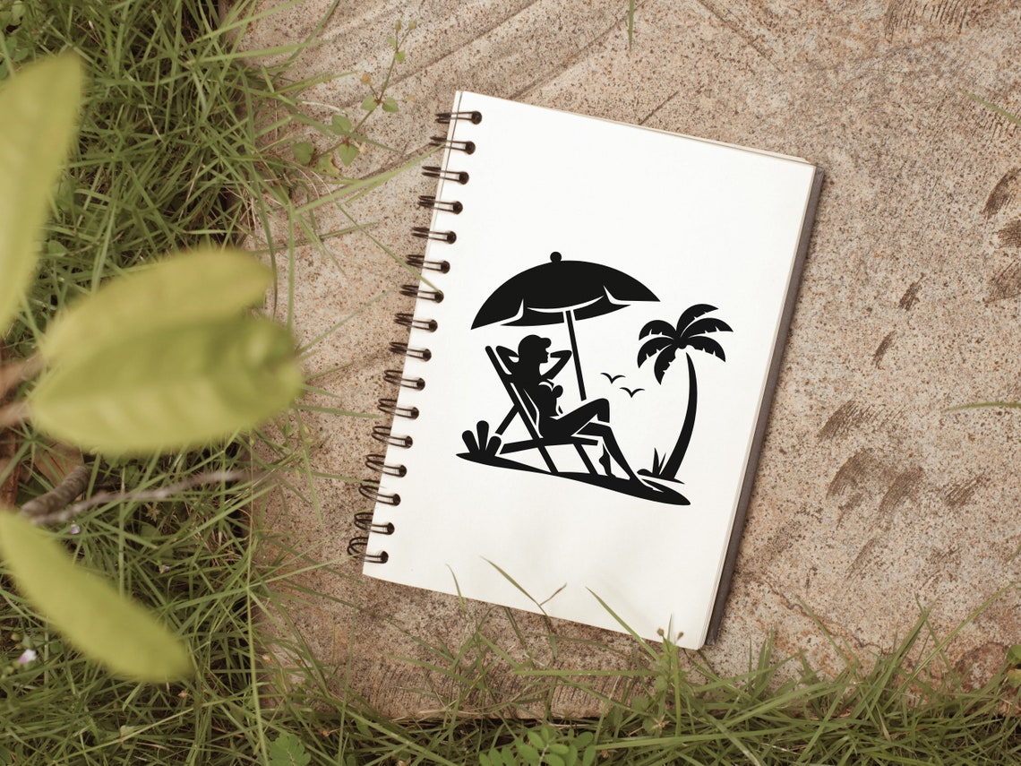 Beach SVG - Woman Sunbathing Beach Tropical Summer Vacation Printable ...