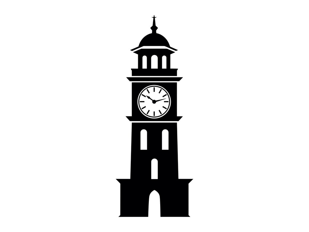 Clock Tower SVG - Historic Town Building Architecture Silhouette Clip ...