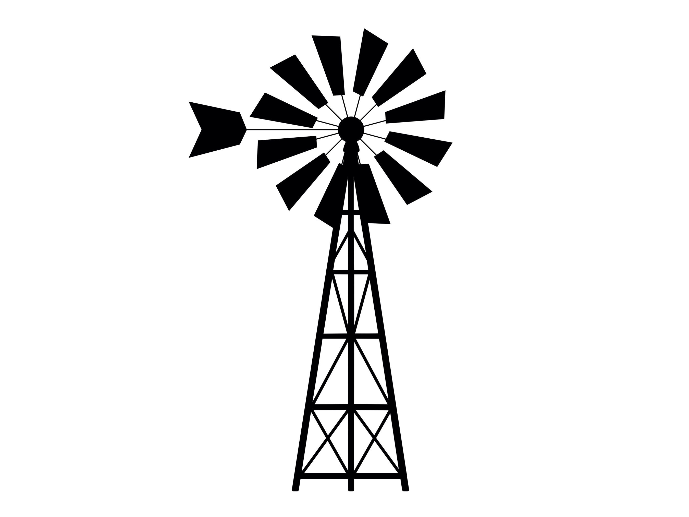 Windmill SVG - Country Farm Windmill Printable Silhouette Clipart Cut ...
