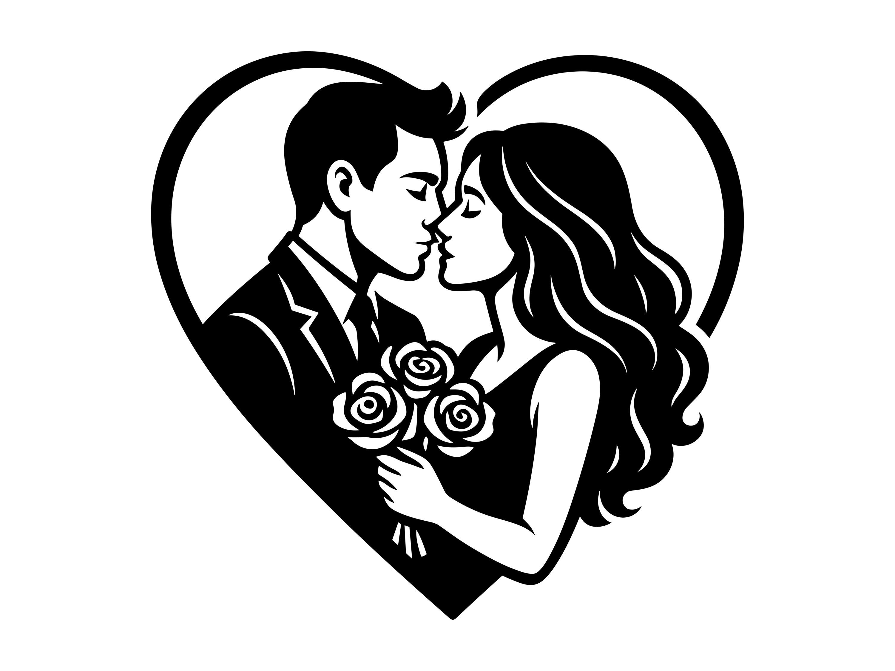 Wedding Couple SVG - Bride and Groom Valentines Day Romantic Love ...