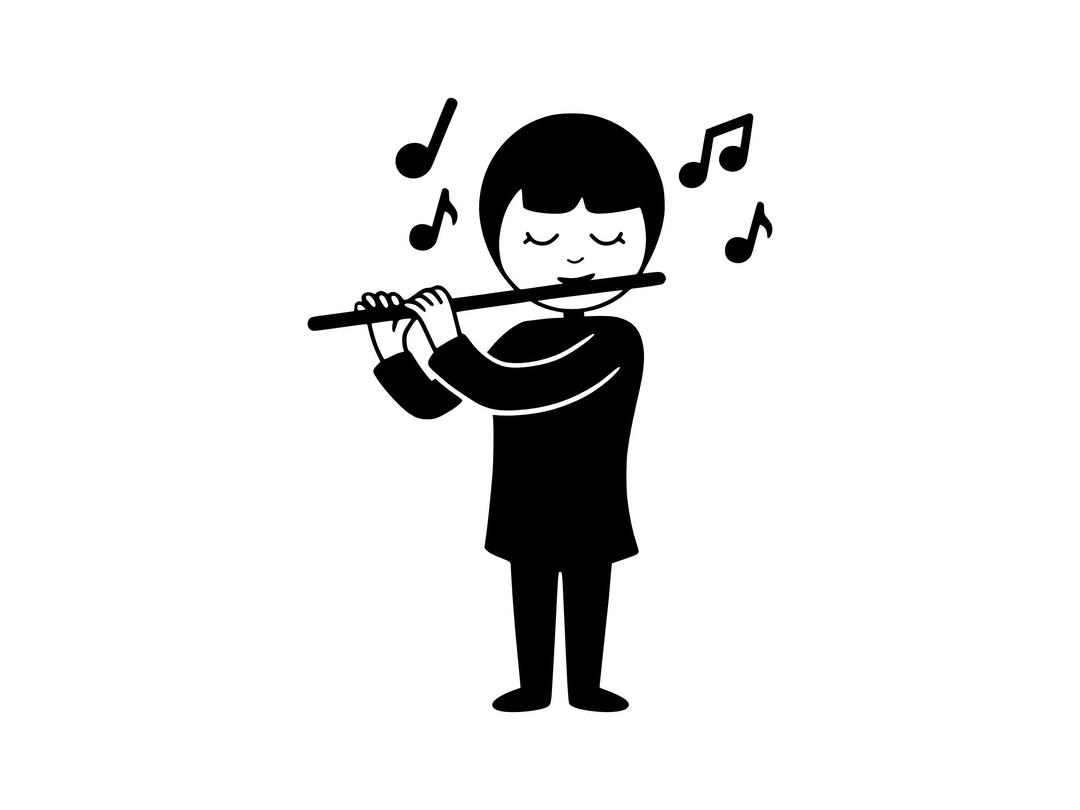 Flute Player SVG - Flutist Musician Woodwind Instrument Music Printable ...