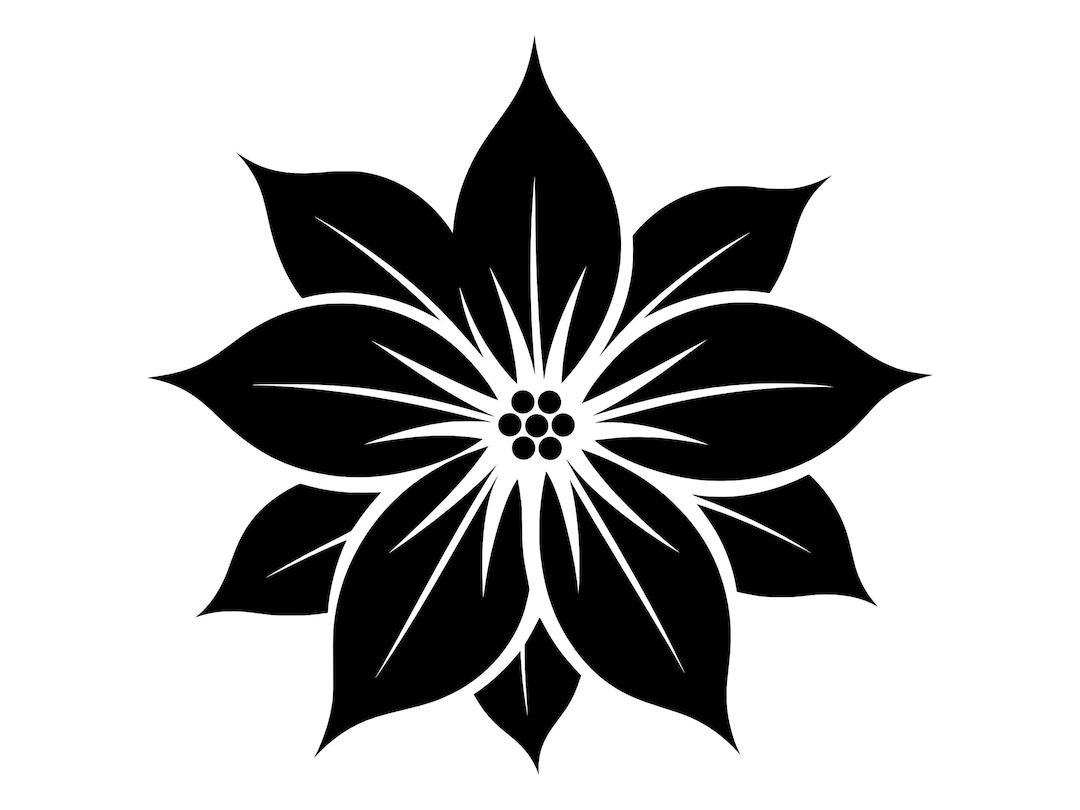 Poinsettia Flower SVG - Decorative Floral Christmas Flower Printable ...
