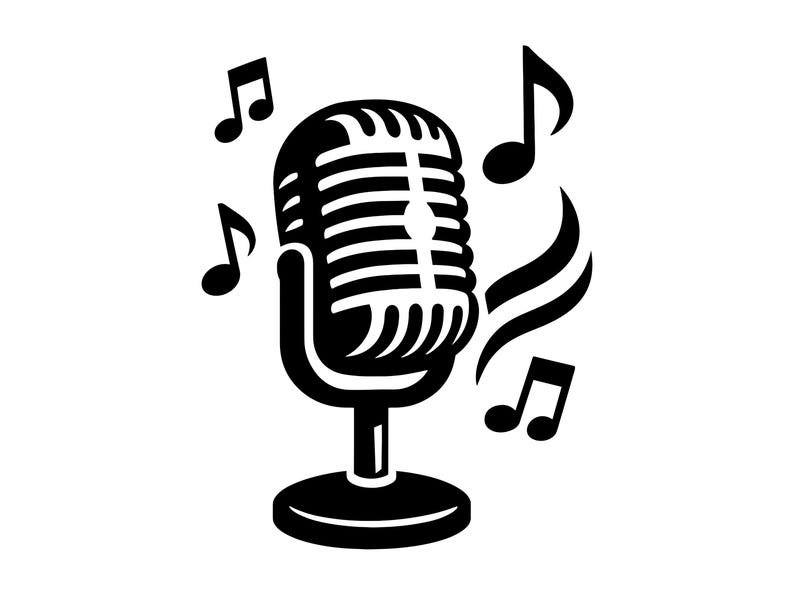 Vintage Microphone SVG - Music Notes Singer Karaoke Retro Style ...