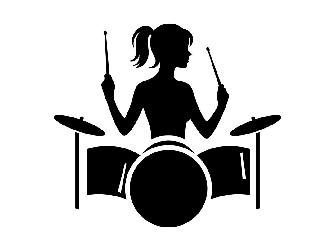 Drummer SVG - Woman Playing Drum Set Musician Band Silhouette Clip Art ...