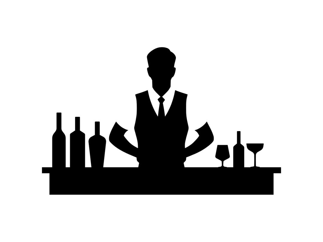 Bartender SVG - Bar Counter Pub Beer Wine Drinks Nightlife Silhouette ...