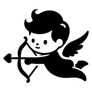 Cupid Angel SVG - Valentines Day Love Heart Angel Silhouette Clip Art ...
