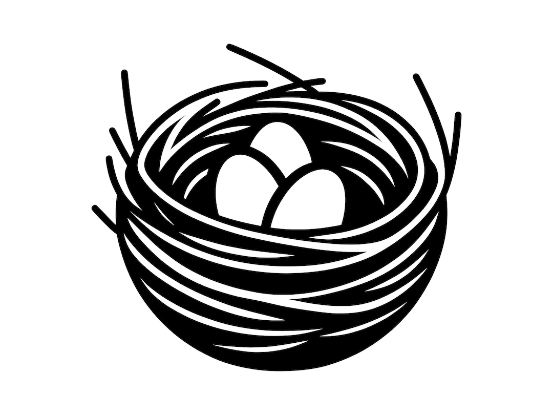 Birds Nest SVG - Bird Eggs Nesting Place Printable Clip Art Cut File ...