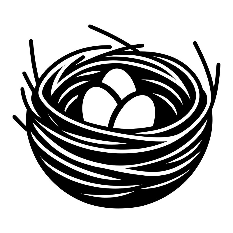 Bird Nest Clip Art Black and White - Etsy
