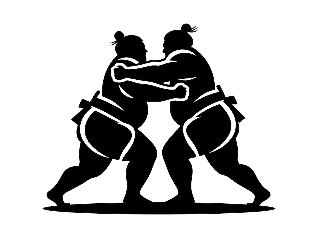 Sumo Wrestlers SVG - Japanese Wrestling Sport Silhouette Clip Art Cut ...